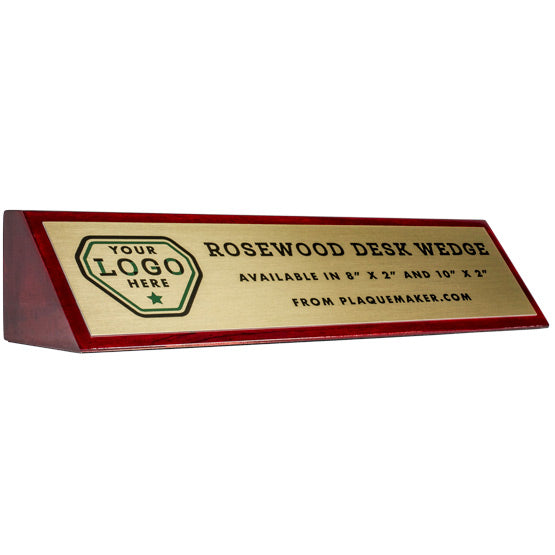 Rosewood Desk Wedge & Custom Name Plate | PlaqueMaker.com