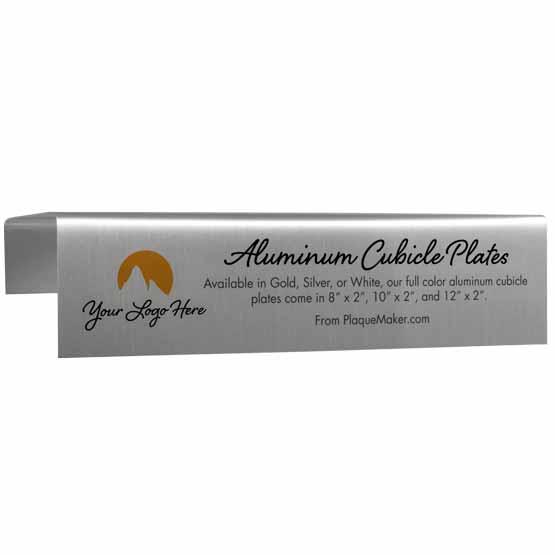 Name Signs for Cubicles - Aluminum with Logo | PlaqueMaker.com