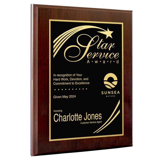Star Service Plaque - Laser Engraved | PlaqueMaker.com