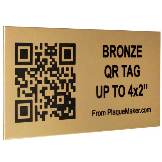 Custom QR Tags - Engraved Bronze Metal QR Tags | PlaqueMaker.com