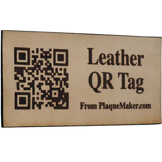 Custom QR Tags - Genuine Leather QR Tags | PlaqueMaker.com